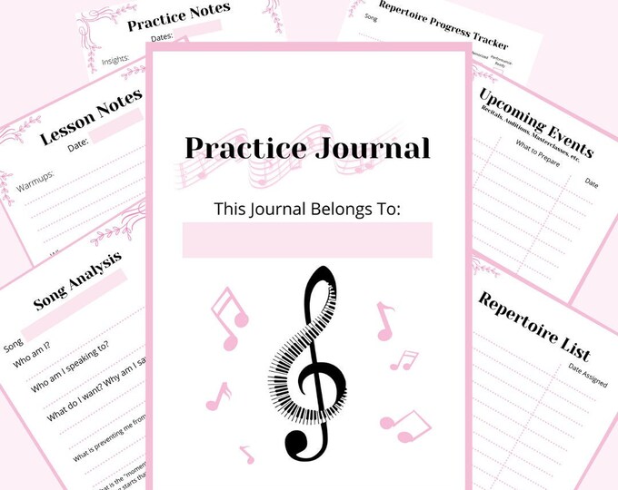 Voice Lessons Practice Journal-pink - Etsy