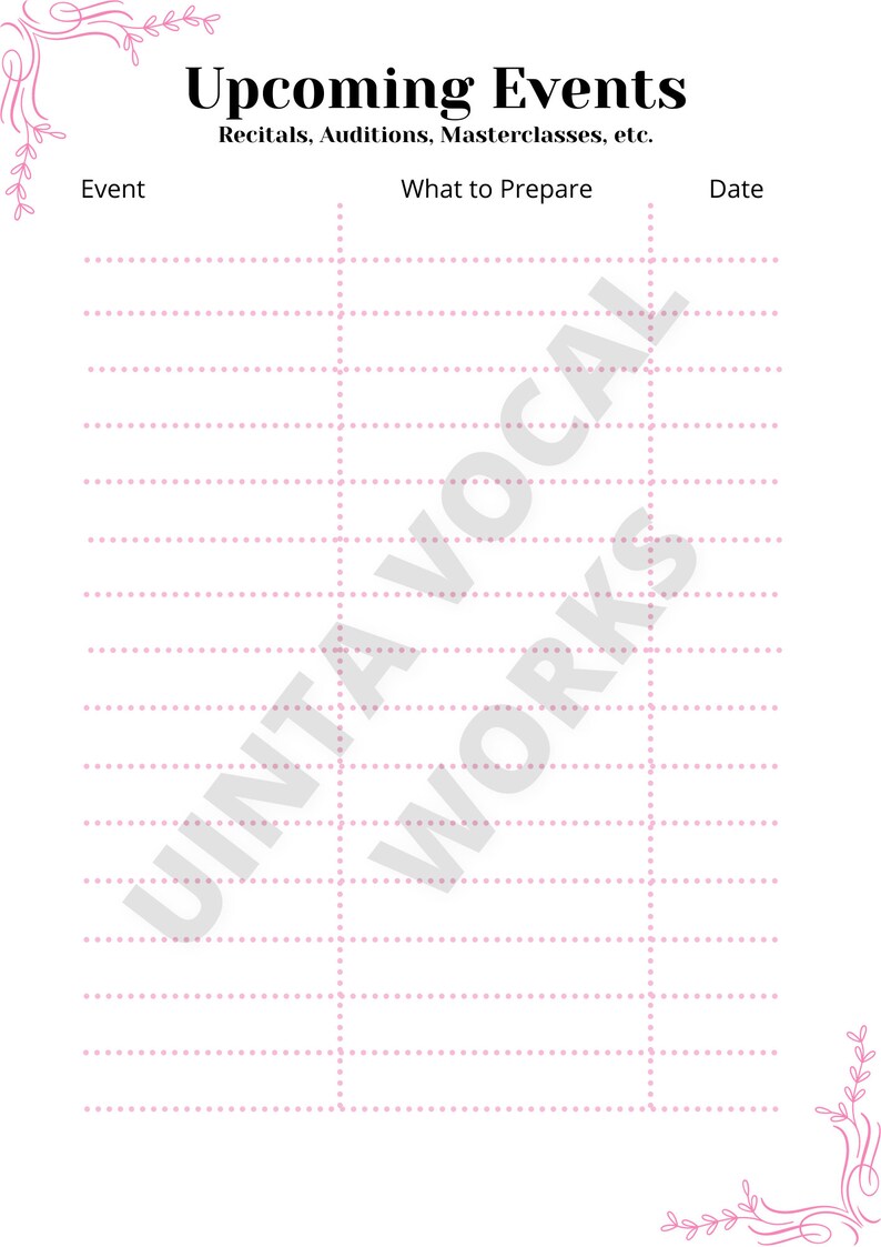 Voice Lessons Practice Journal-pink - Etsy