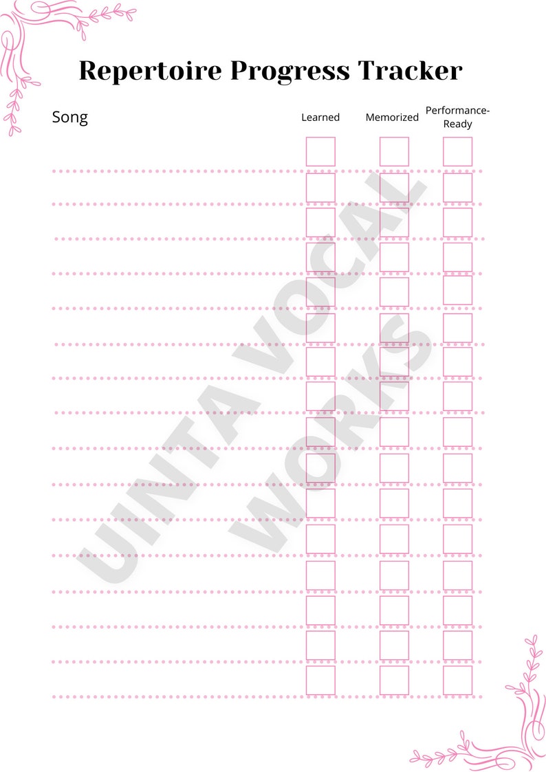 Voice Lessons Practice Journal-pink - Etsy
