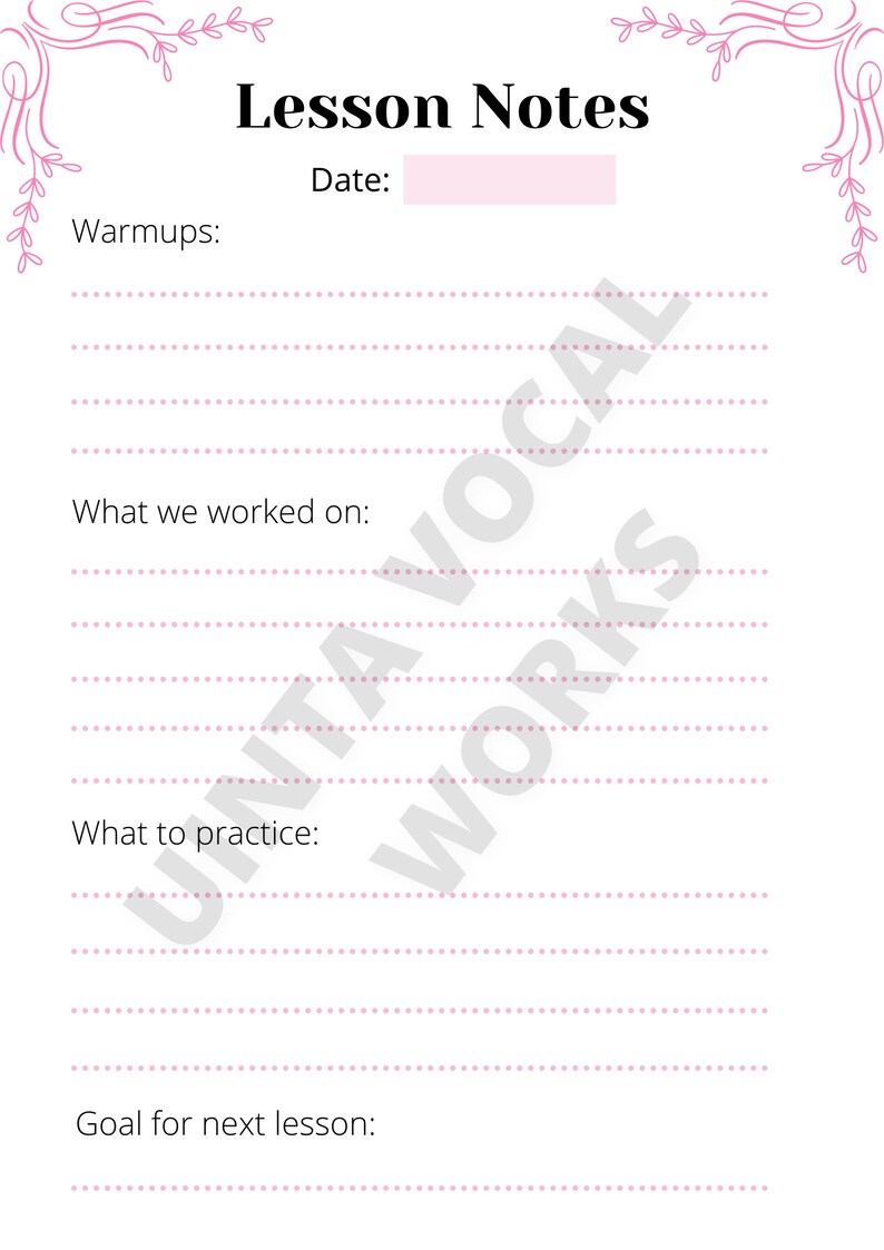 Voice Lessons Practice Journal-pink - Etsy