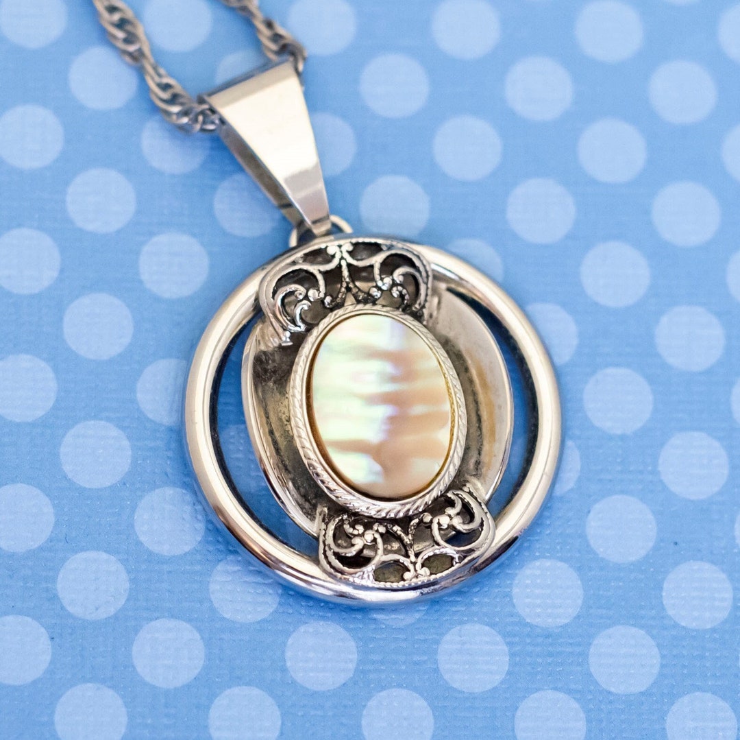 18 Inch, Vintage Mother of Pearl Circular Abstract Necklace - M32 - Etsy