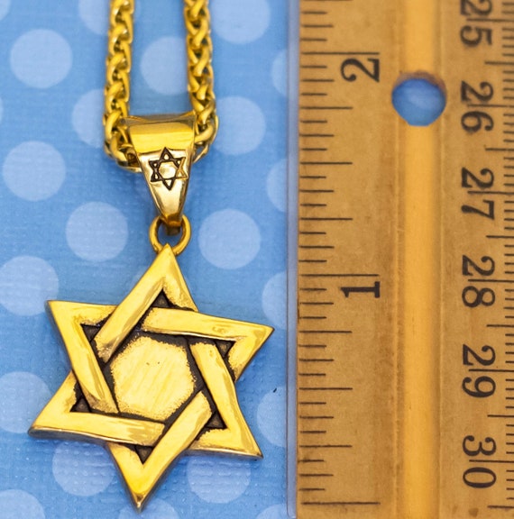 20 inch, Vintage Jewish Star of David Gold Plated Nec… - Gem