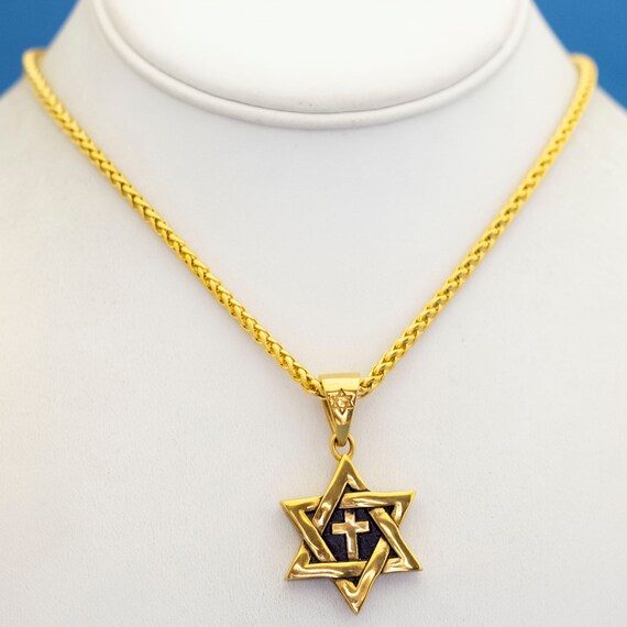 20 inch, Vintage Jewish Star of David Gold Plated Nec… - Gem