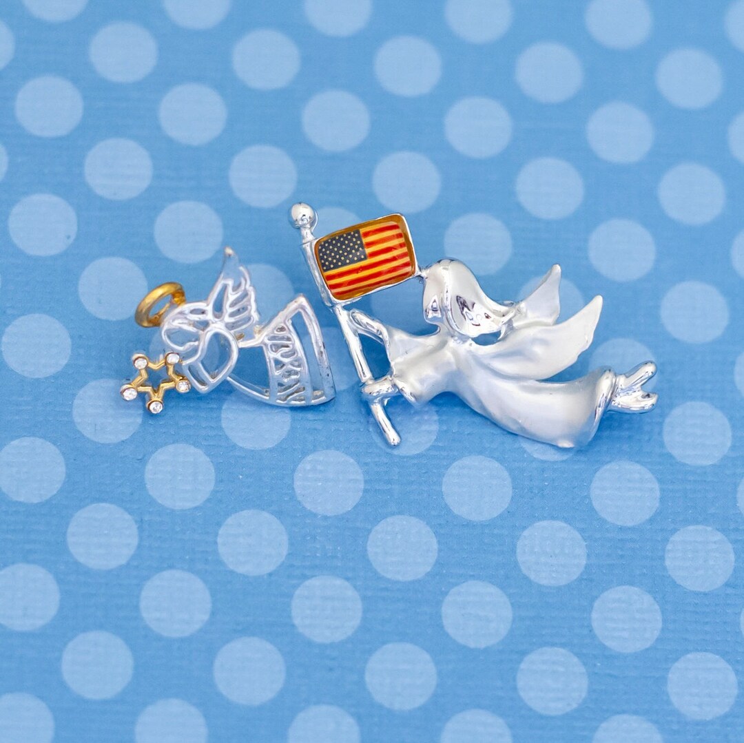 Vintage American Flag Angel & Star Angel Pins - M39 - Etsy