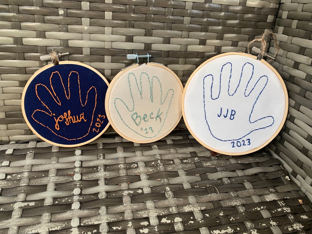 Embroidered Handprint Ornament - Etsy