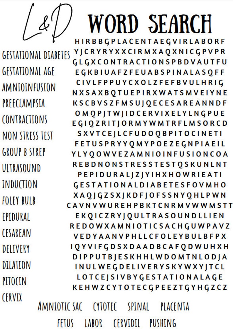 Labor and Delivery Nurse Games Digital File PDF - Etsy