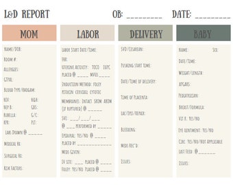Labor and Delivery Report Sheet - Etsy