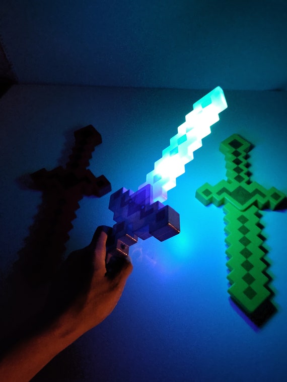 Light up 8-bit Pixel Diamond Sword LED Flashing - Etsy