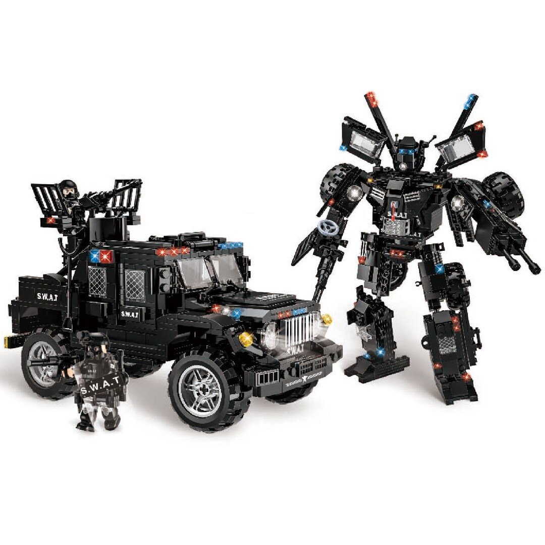 SWAT Team 2 in 1 Wrangler Armed Jeep Building Block Toy Set W/ 2 ...