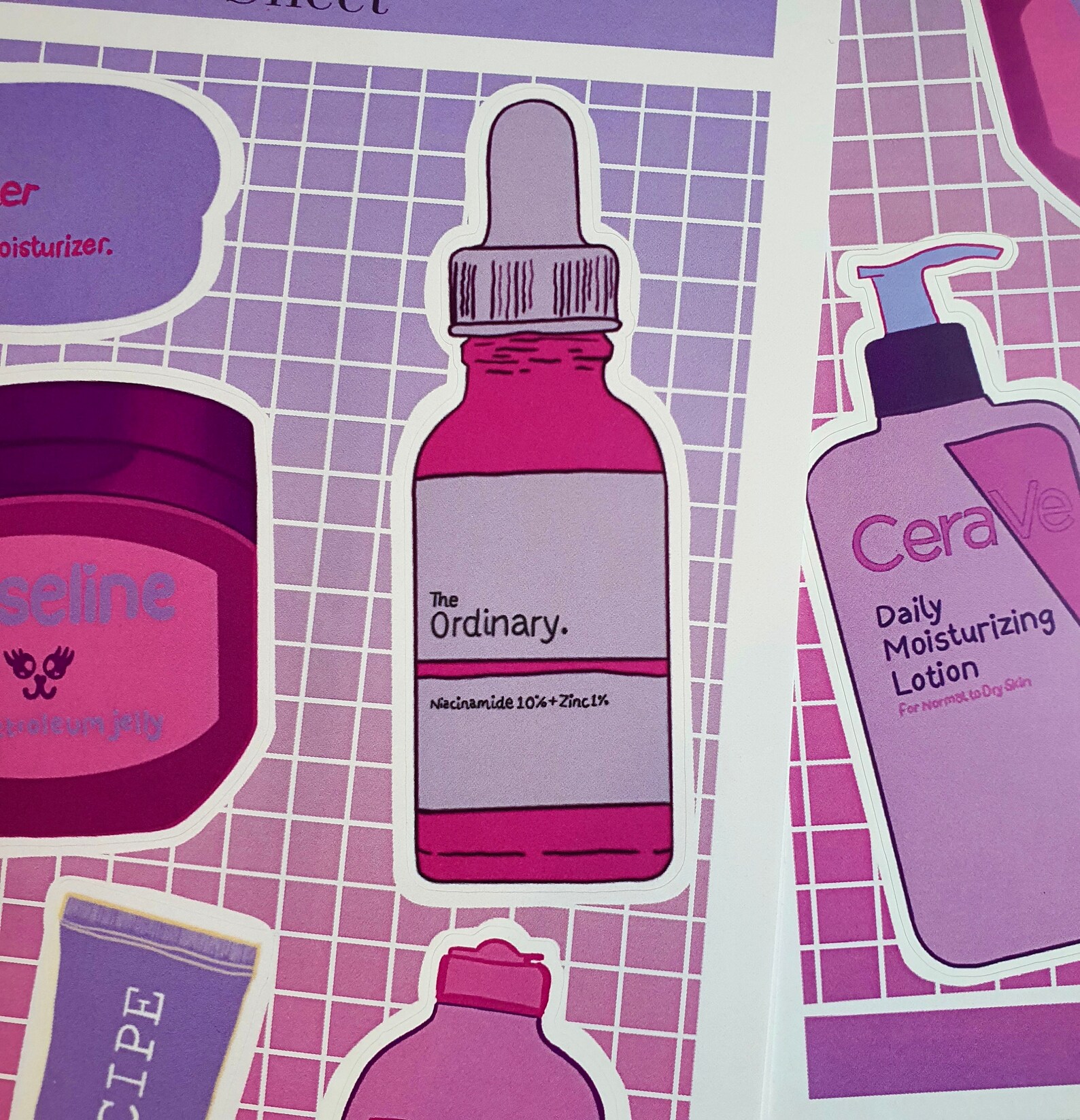Waterproof Skincare Themed Stickers. Branded Skincare Stickers Journal ...