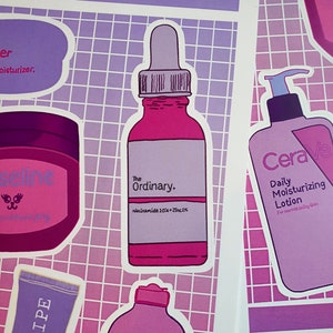 Waterproof Skincare Themed Stickers. Branded Skincare Stickers Journal ...