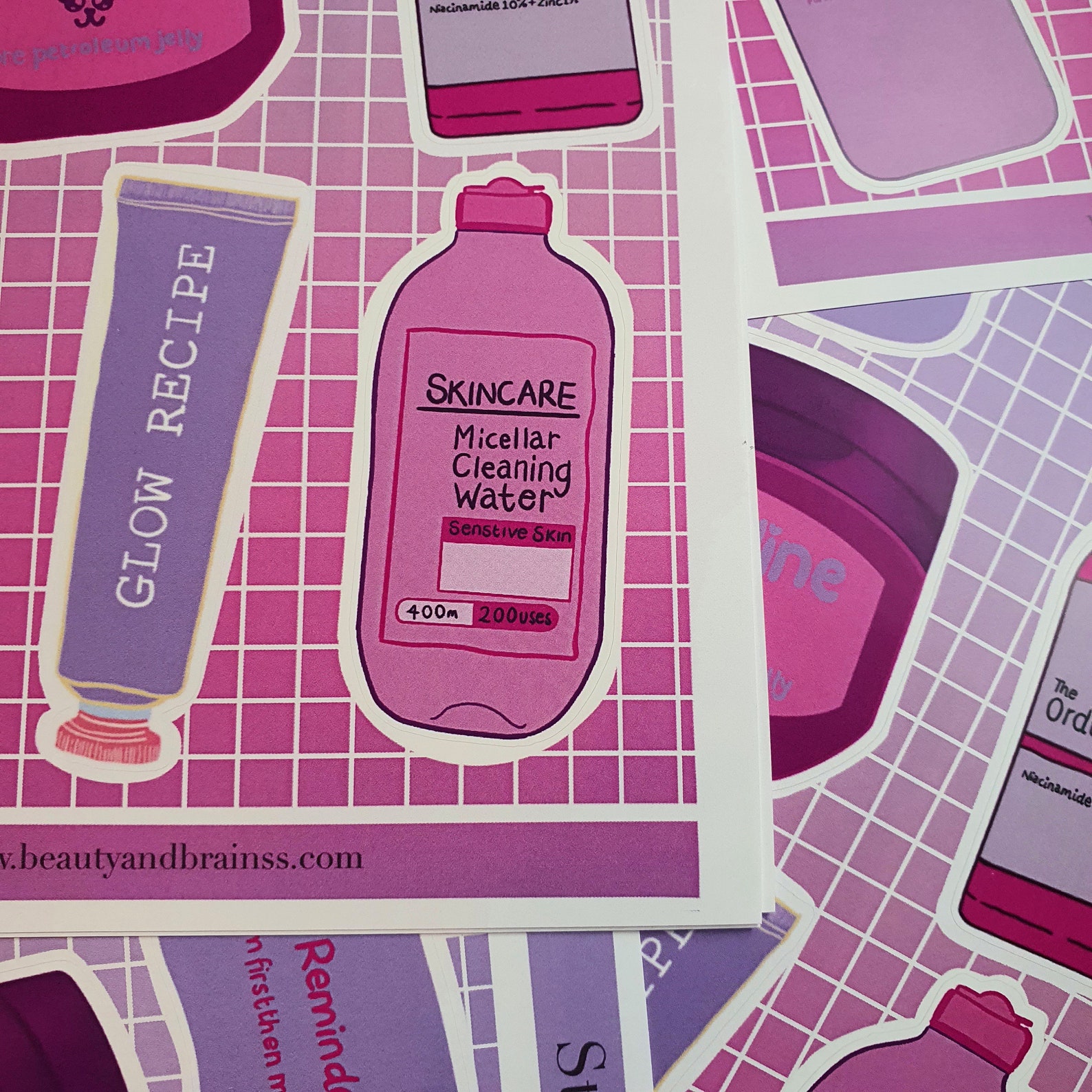 Waterproof Skincare Themed Stickers. Branded Skincare Stickers Journal ...