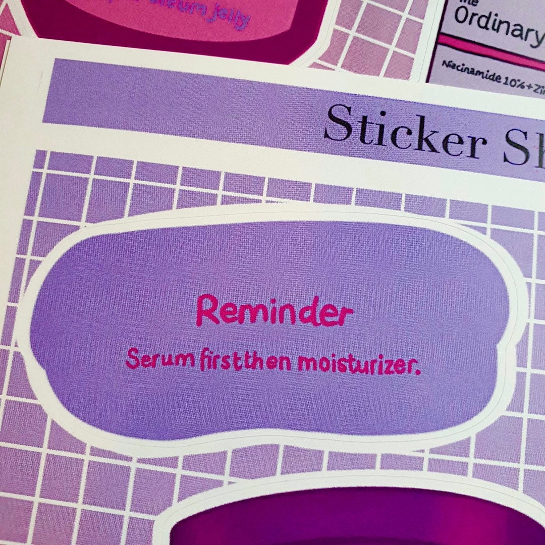 Waterproof Skincare Themed Stickers. Branded Skincare Stickers Journal ...