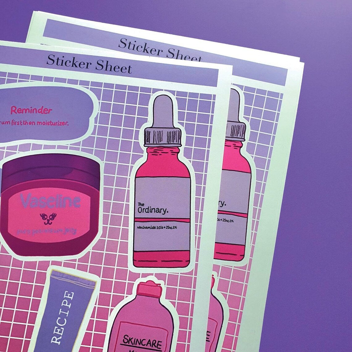 Waterproof Skincare Themed Stickers. Branded Skincare Stickers Journal ...