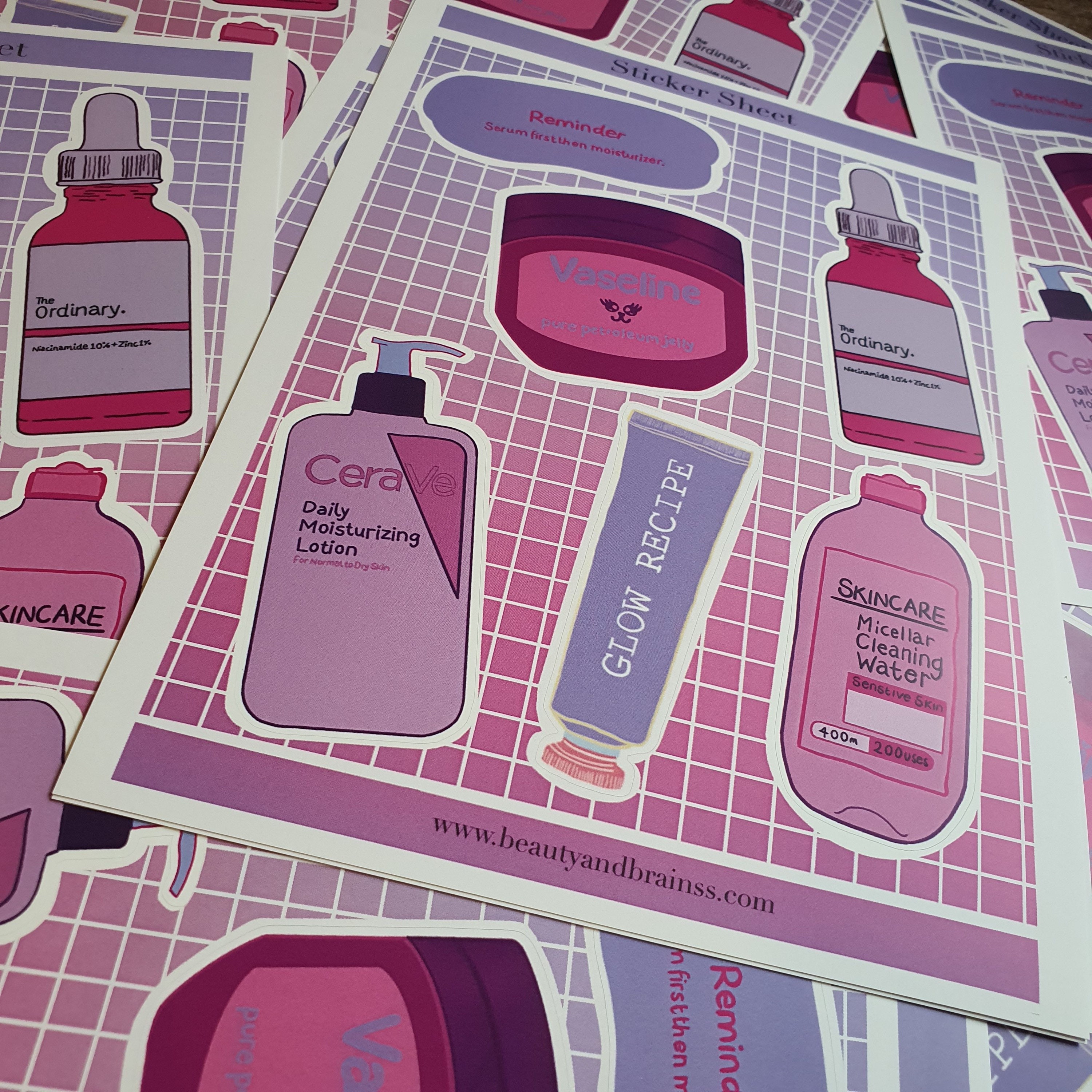 Waterproof Skincare Themed Stickers. Branded Skincare Stickers Journal ...