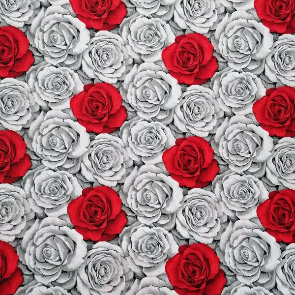 Red Rose Fabric - Etsy