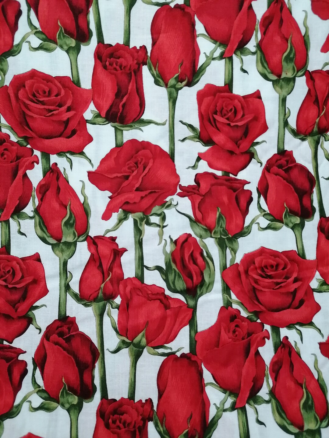 Red Rose on Stem by Fabric Freedom Red Roses Valentines - Etsy
