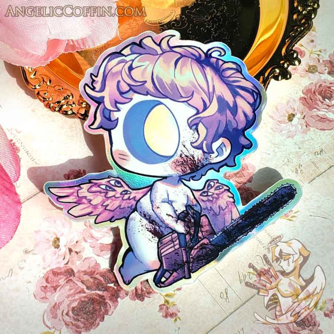Weirdcore Angel Sticker Pastel Goth Holo Cherub Sticker - Etsy