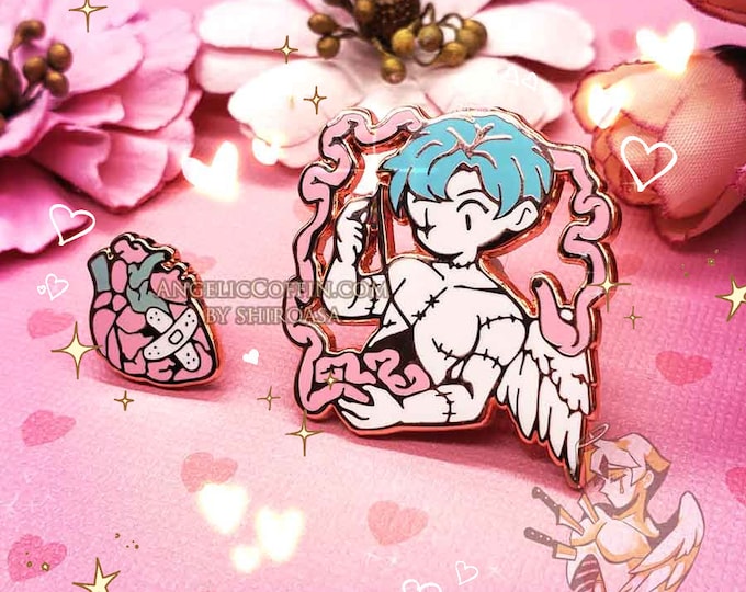 Pastel Gore Angel Enamel Pin, Creepy Cute Guro Pin, Trans Pin, Menhera Aesthetic, Rose Gold ...