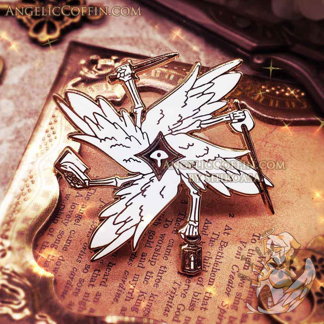 Wizened Seraph Biblically Accurate Angel Pin, Dark Gothic Enamel Pin ...