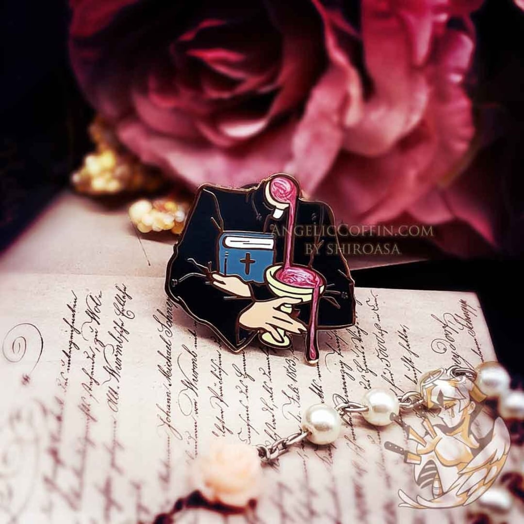 Blood Wine Gothic Enamel Pin, Occult Priest Pin, Sacricore, Christcore ...