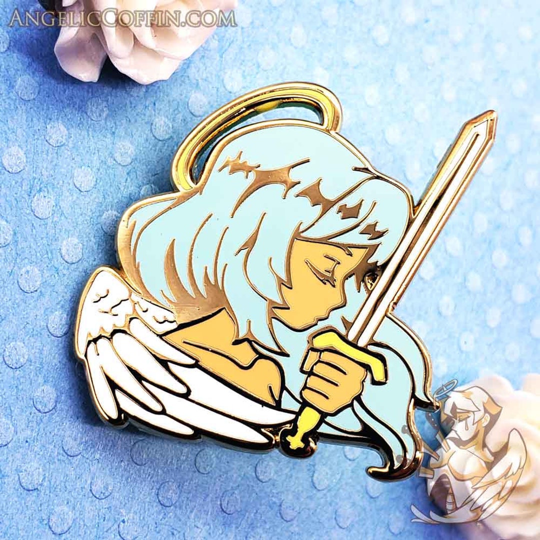 Sword Guardian Angel Enamel Pin Angelcore Aesthetic Pastel Girl Pin
