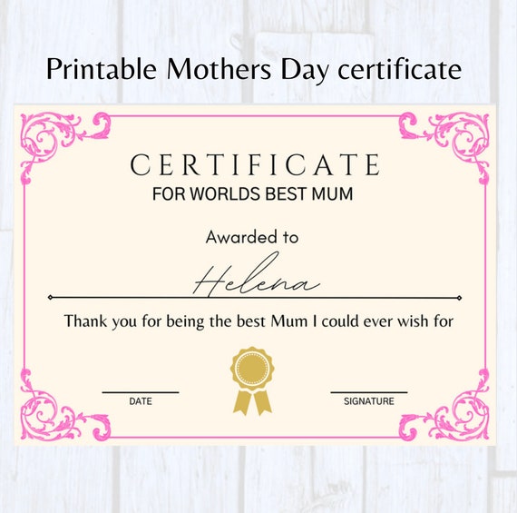Paper Red Roses Editable Award for Mothers Day Digital Download ...