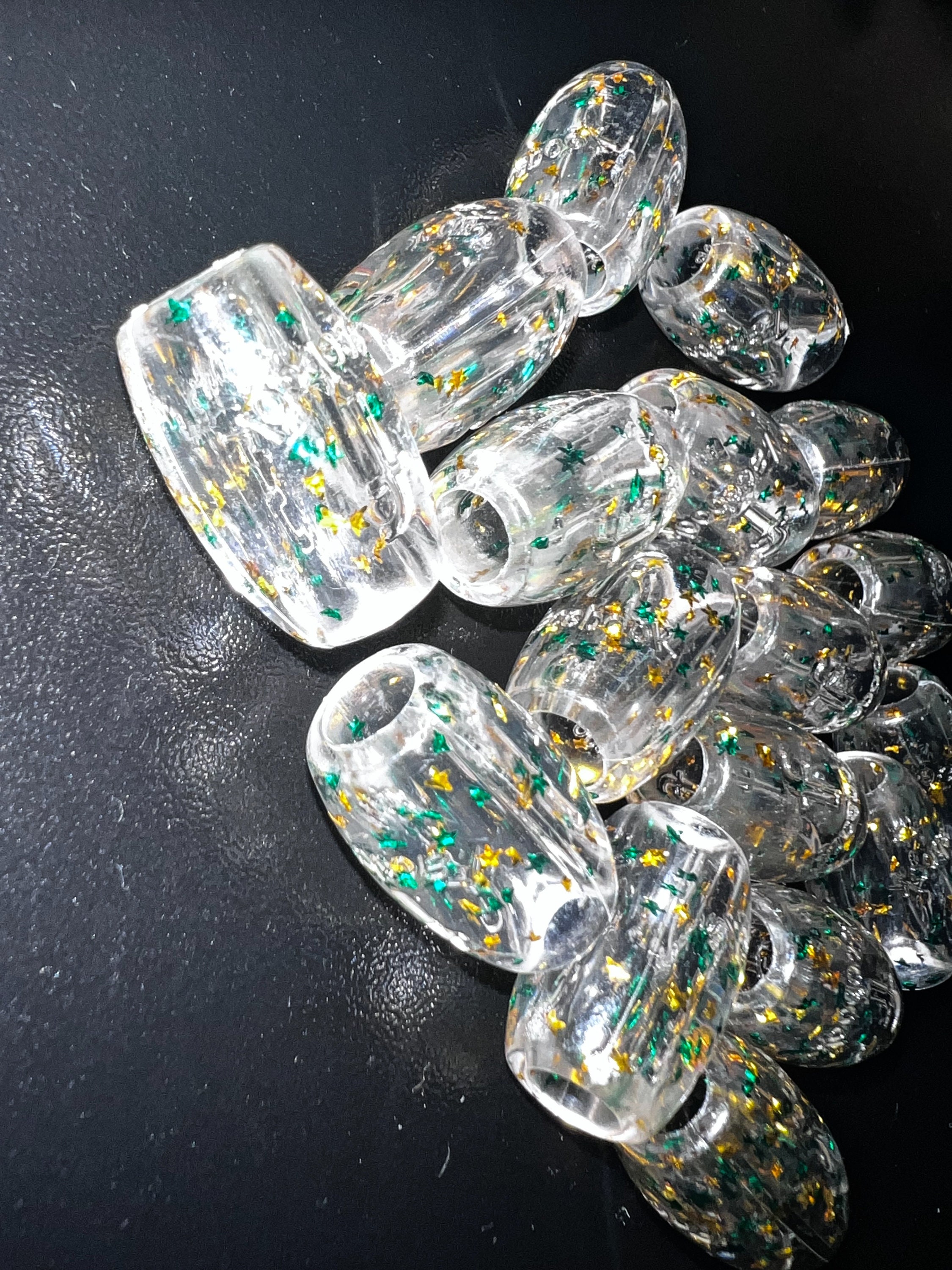 20pcs Sparkly Blue, Orange Mix and Clear Pony Barrel Acrylic Extra ...