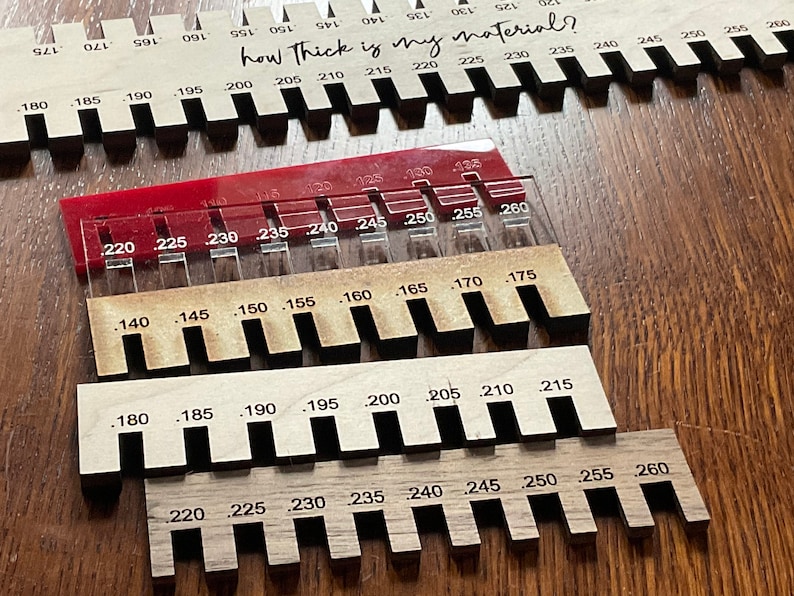 Digital File! Thickness Gauge Kerf Tool Guide INCHES & MM for Glowforge ...
