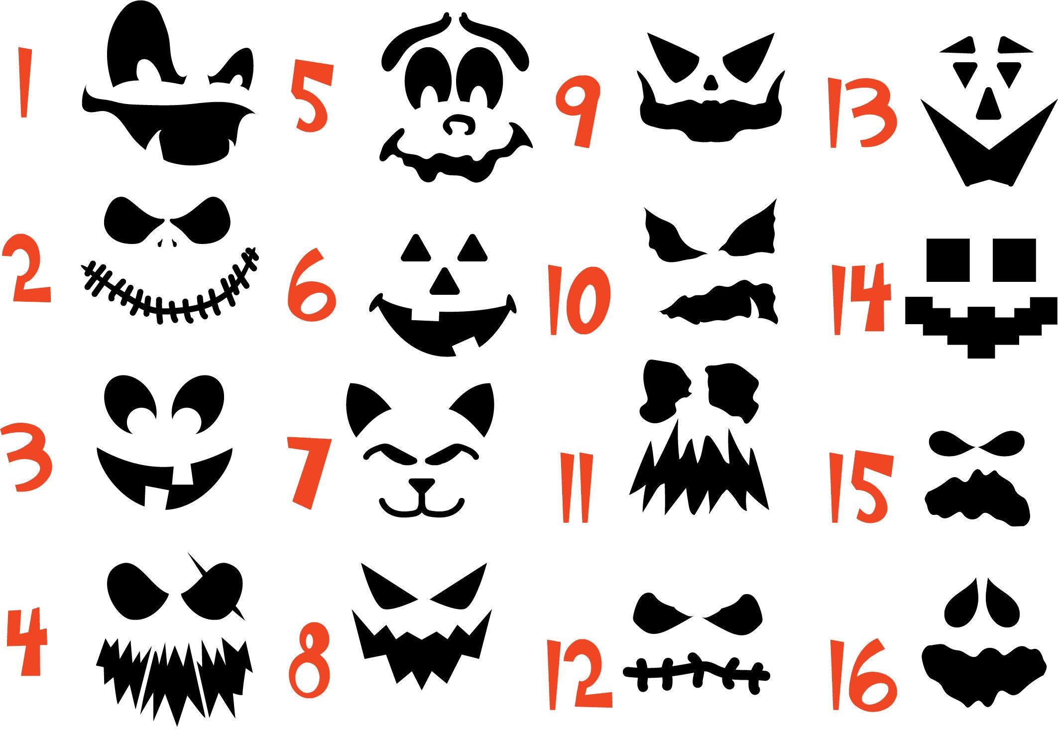 DIGITAL FILES Halloween Jack O'lantern 1/4" 16 Faces Each Size! Cut and ...