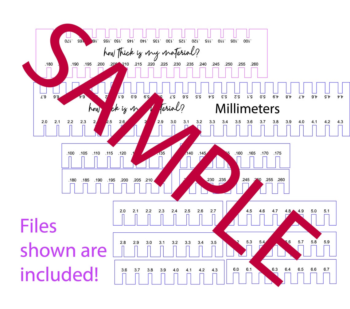 Digital File Thickness Gauge Kerf Tool Guide INCHES & MM for Glowforge ...