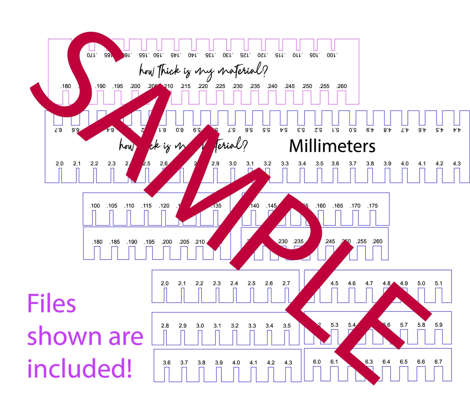 Digital File! Thickness Gauge Kerf Tool Guide INCHES & MM for Glowforge ...