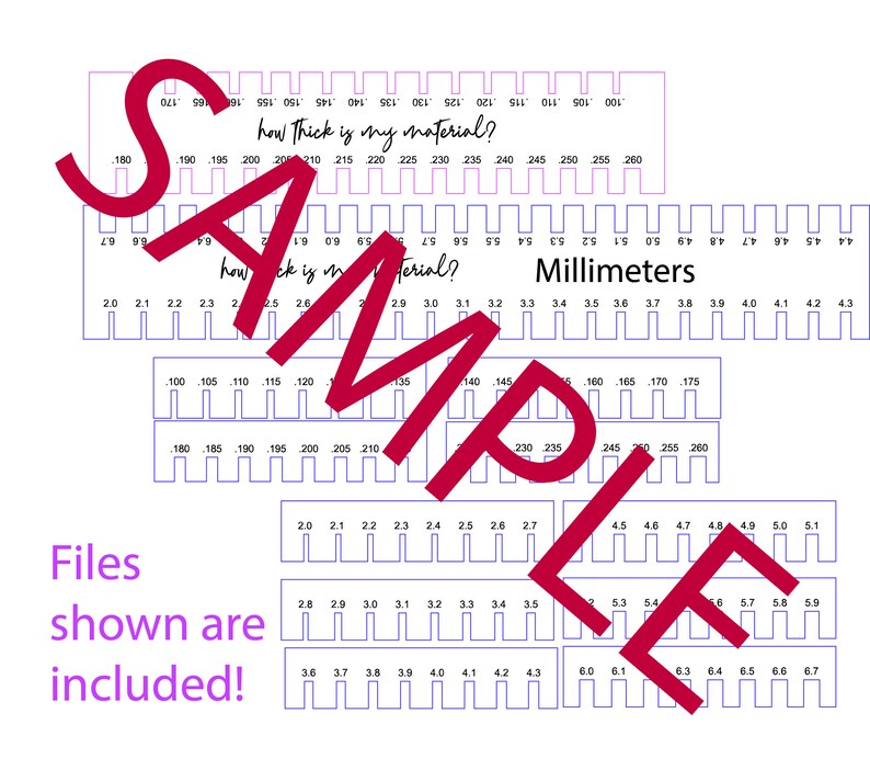 Digital File! Thickness Gauge Kerf Tool Guide INCHES & MM for Glowforge ...