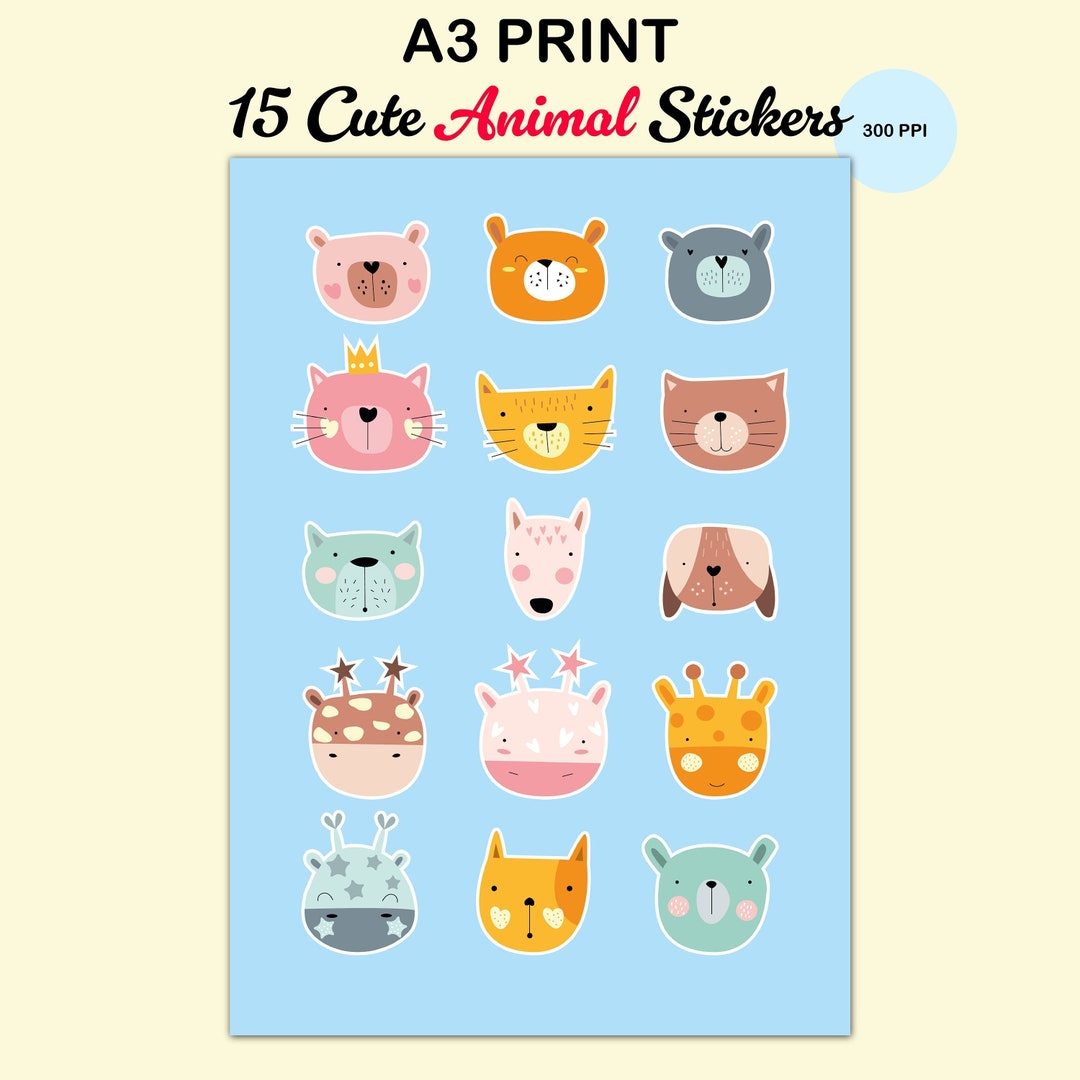 Cute Digital Sticker Pack, Cute and Colorful Animals, Perfect for Kids ...