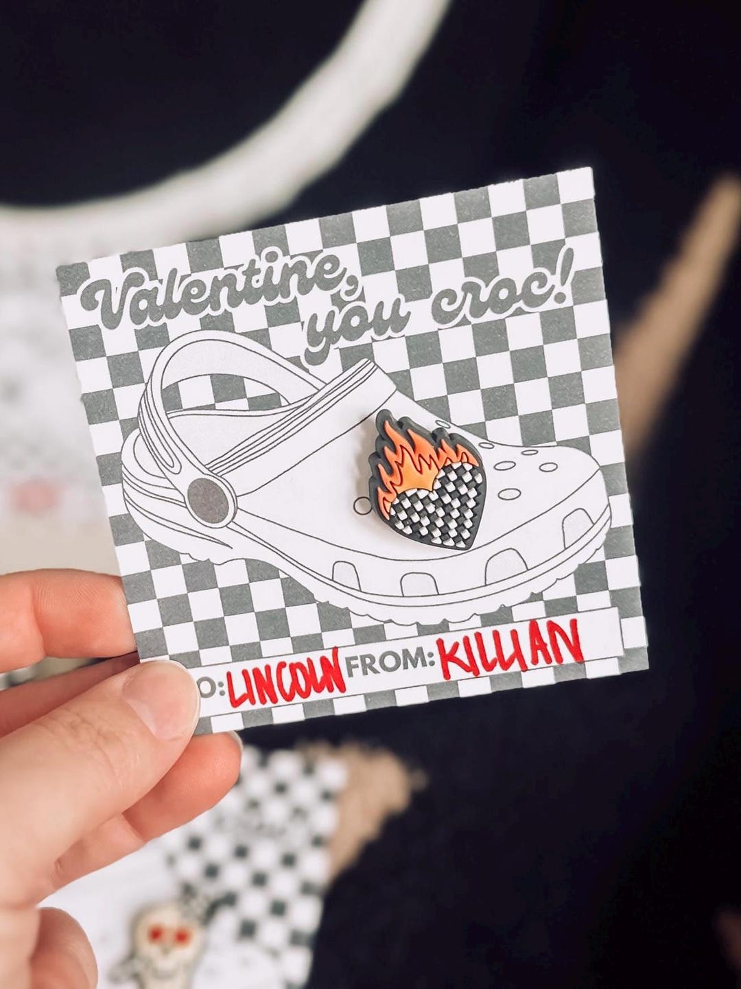 Valentine's Day Shoe Charm Printable Card | Digital File Checkerboard ...