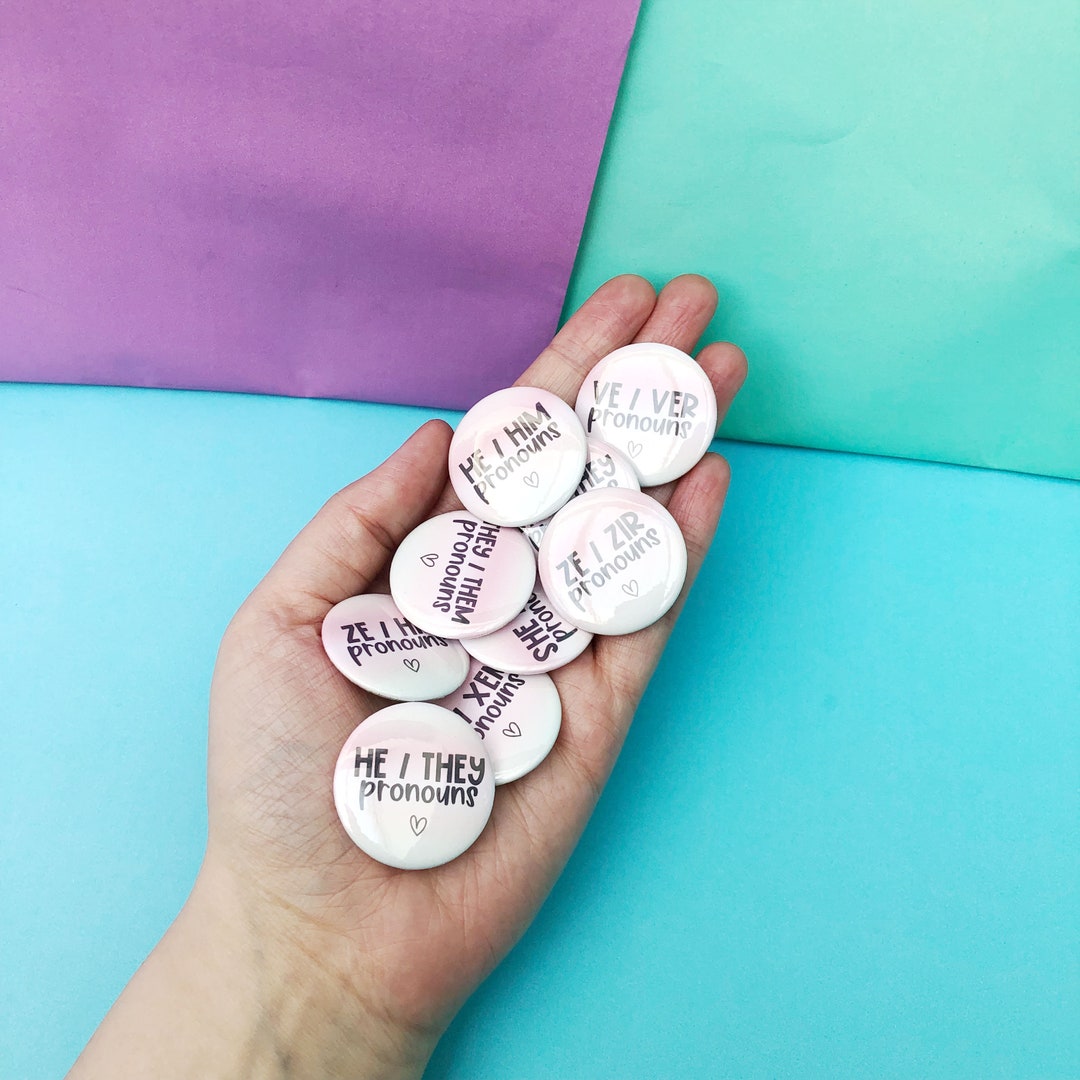 Pronouns Badge, Pronoun Pin She Her, They Them Badge, Inclusive Badges ...