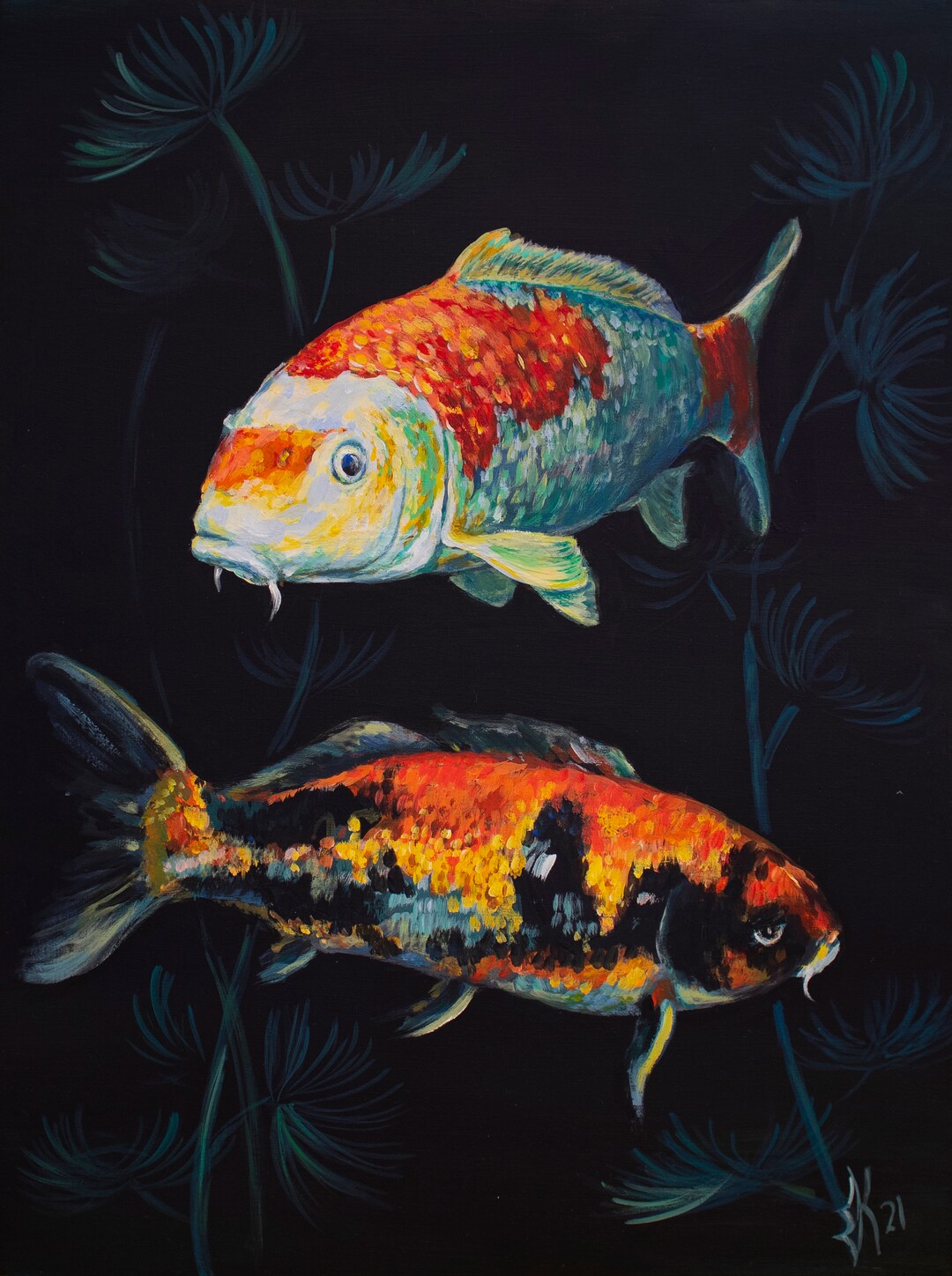 Koi Carp Painting Original Koi Fish Painting, Carp Painting, Goldfish ...