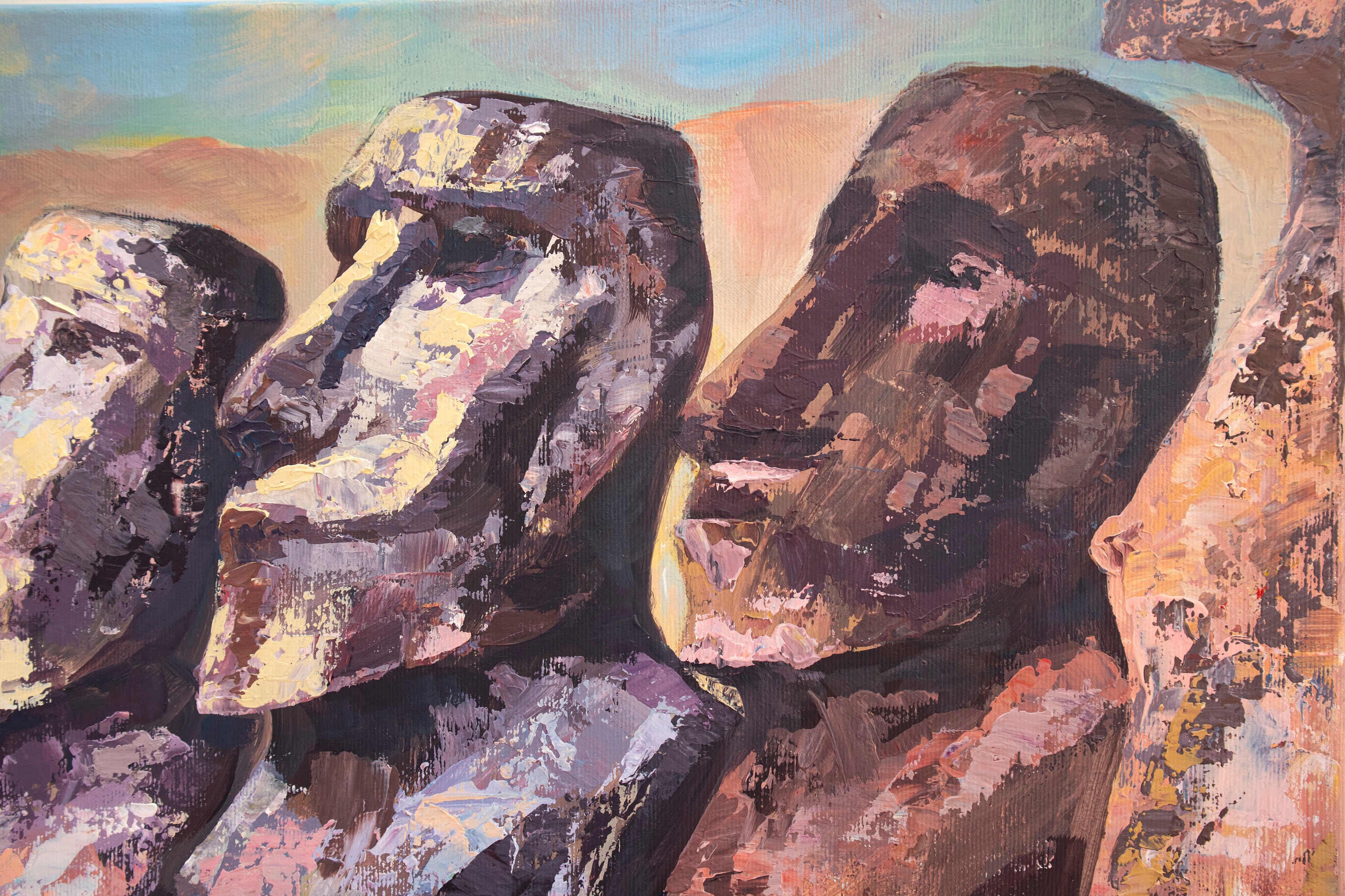 Moai Statue Painting,original Art, Moai Painting, Canvas Painting ...