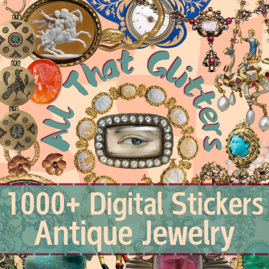 1,000+ Antique Jewelry Digital Stickers - Digital Download PNG Pack and ...