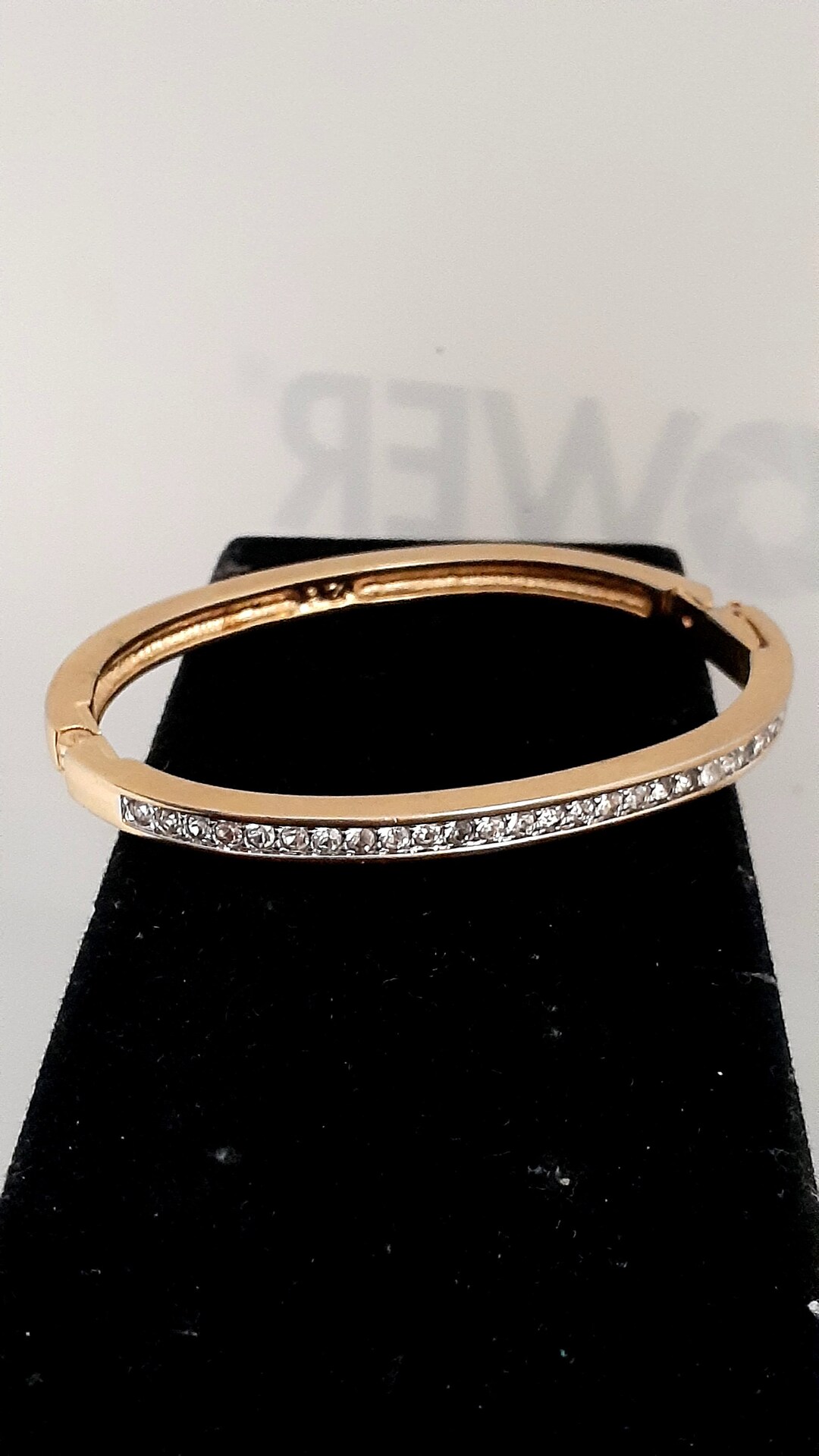 Swarovski Crystal Gold Tone Hinged Bangle Bracelet - Etsy