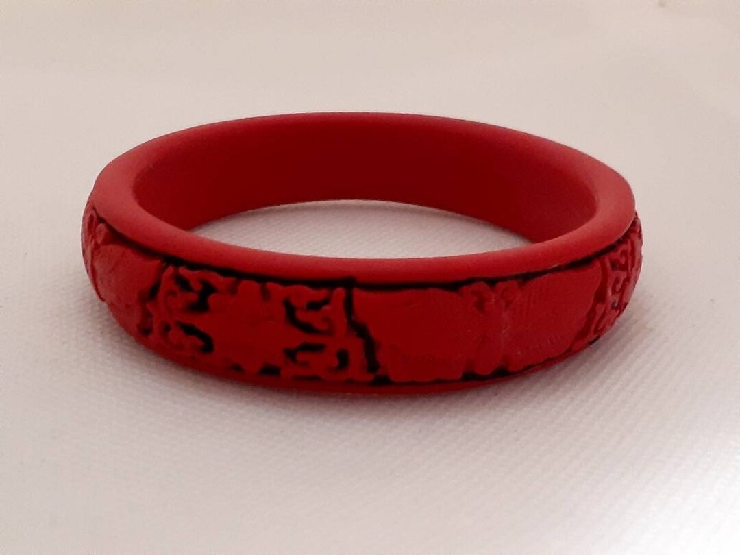 Chinese Cinnabar Style Carved Butterfly Design Bangle Bracelet - Etsy