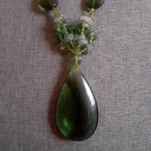 Green Teardrop Pendant Multi Gemstone Statement Necklace - Etsy