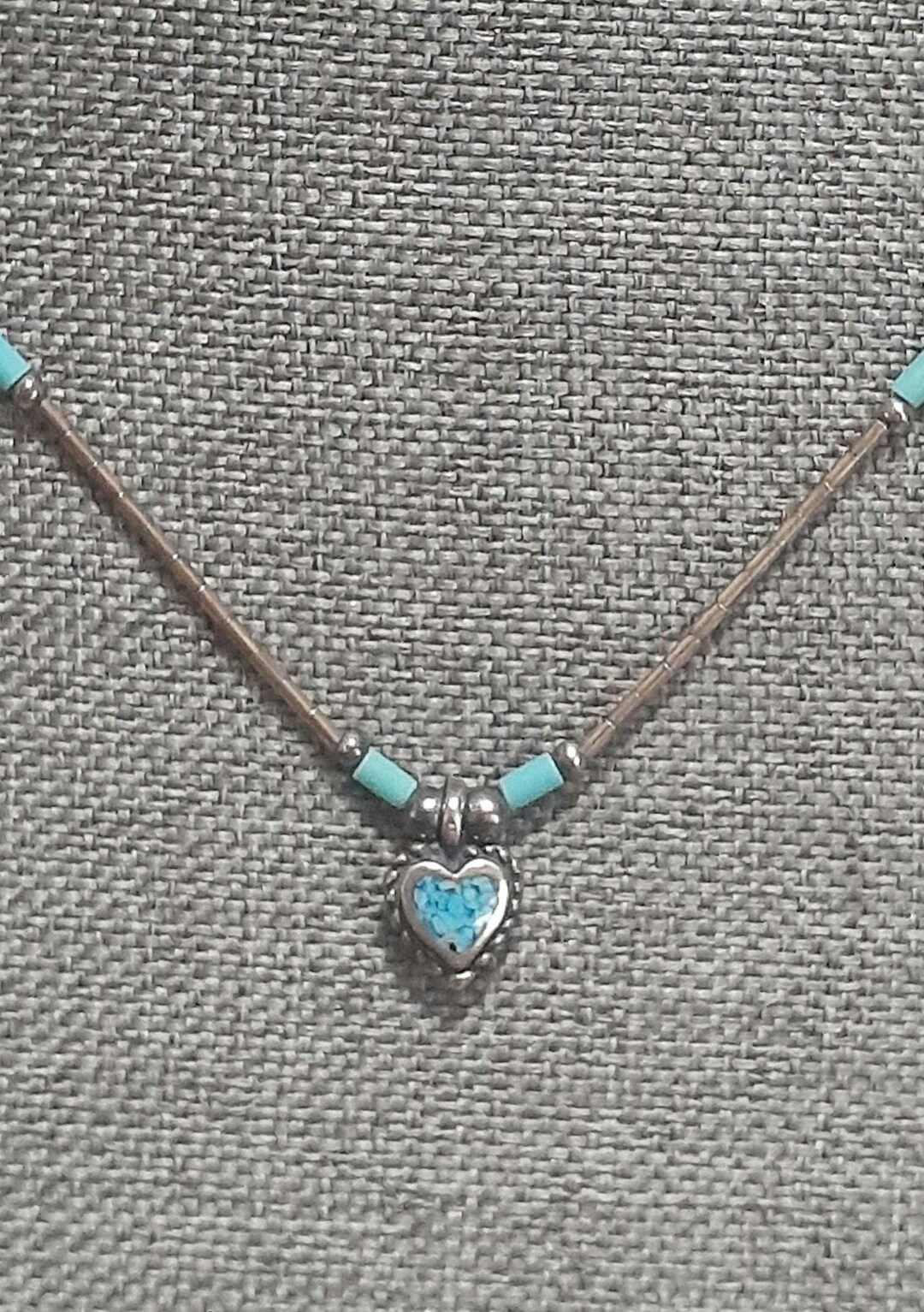 Liquid Sterling Silver Turquoise Gemstone Inlay Heart Pendant Necklace ...