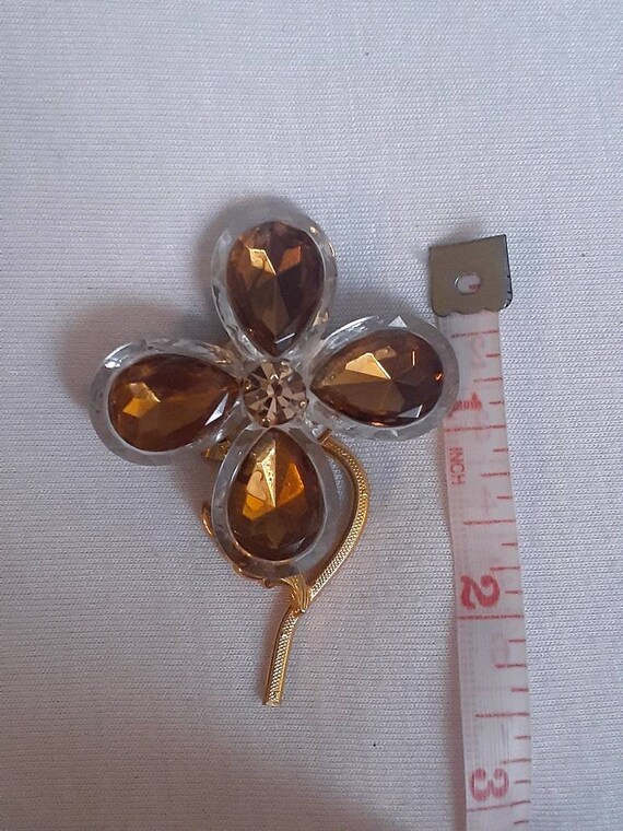 West Germany movable/rotating lucite amber Rhinestone… - Gem