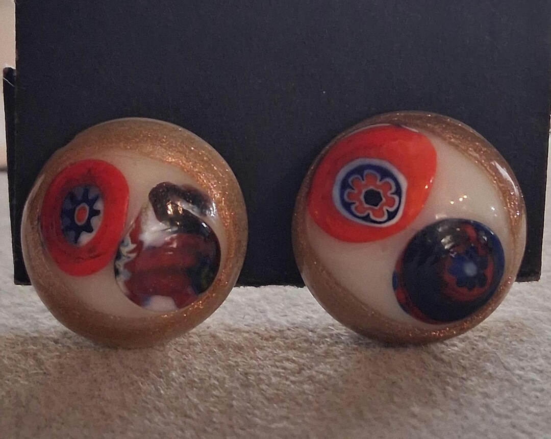 Murano Glass Round Button Style Clip on Earrings, - Etsy
