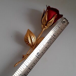 Covani Red Enamel and Gold Tone 3D Rose Figural Brooch/pin - Etsy