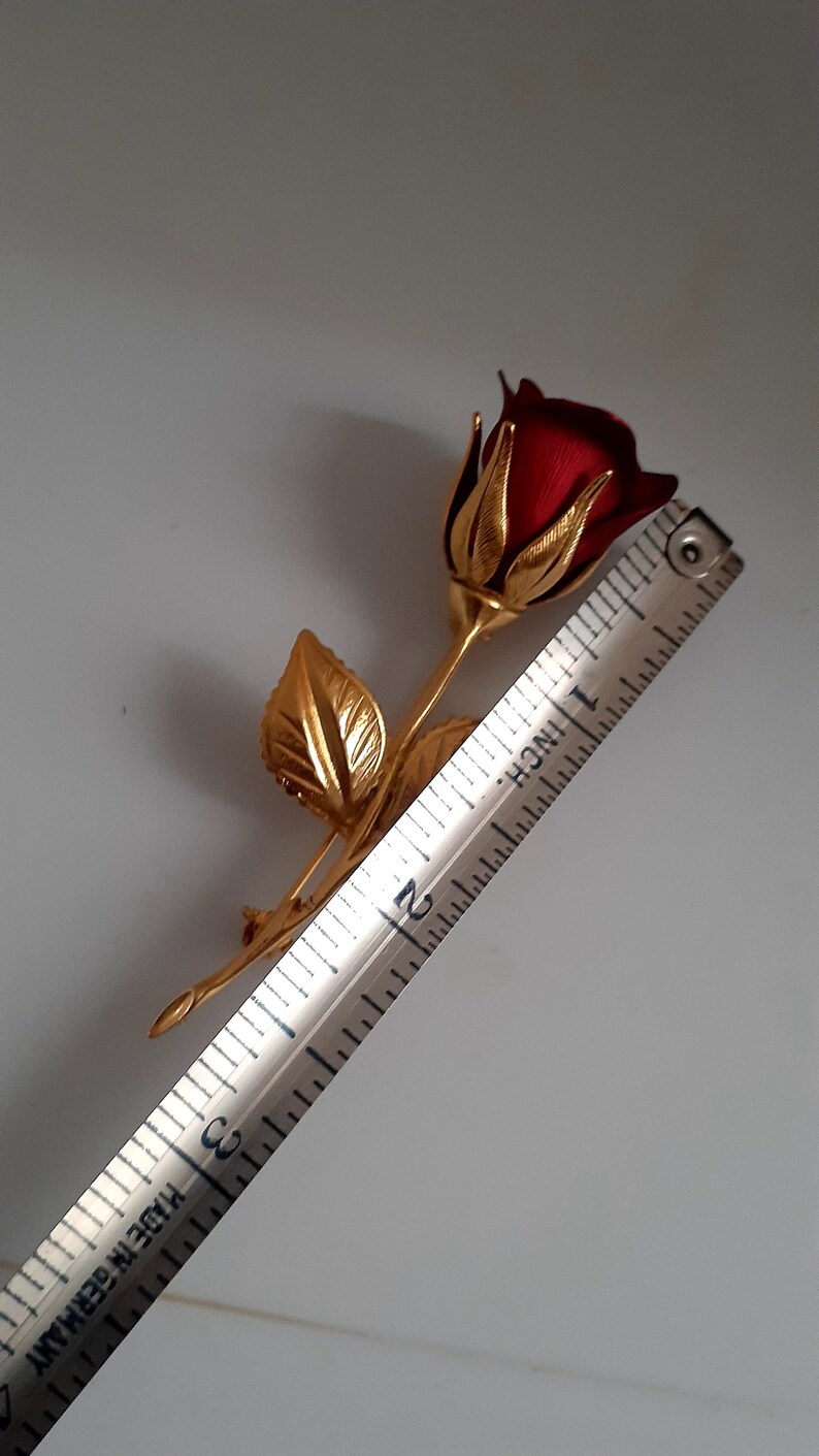 Covani Red Enamel and Gold Tone 3D Rose Figural Brooch/pin - Etsy