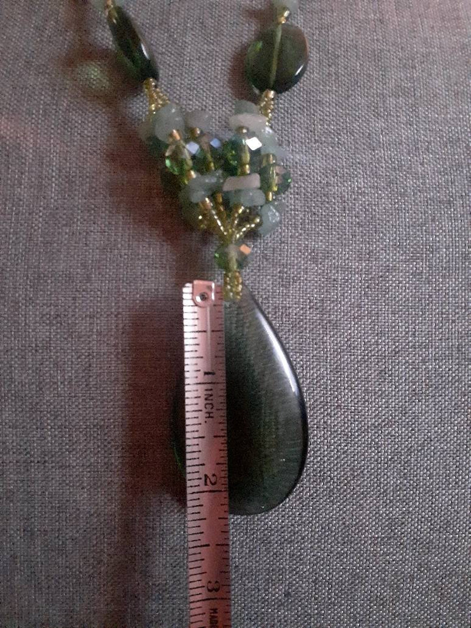 Green Teardrop Pendant Multi Gemstone Statement Necklace - Etsy