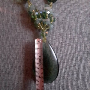 Green Teardrop Pendant Multi Gemstone Statement Necklace - Etsy