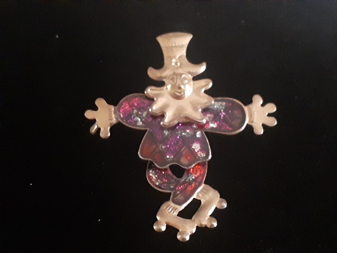 Vintage Jester Pin/brooch. Goldtone and Multi Colored - Etsy